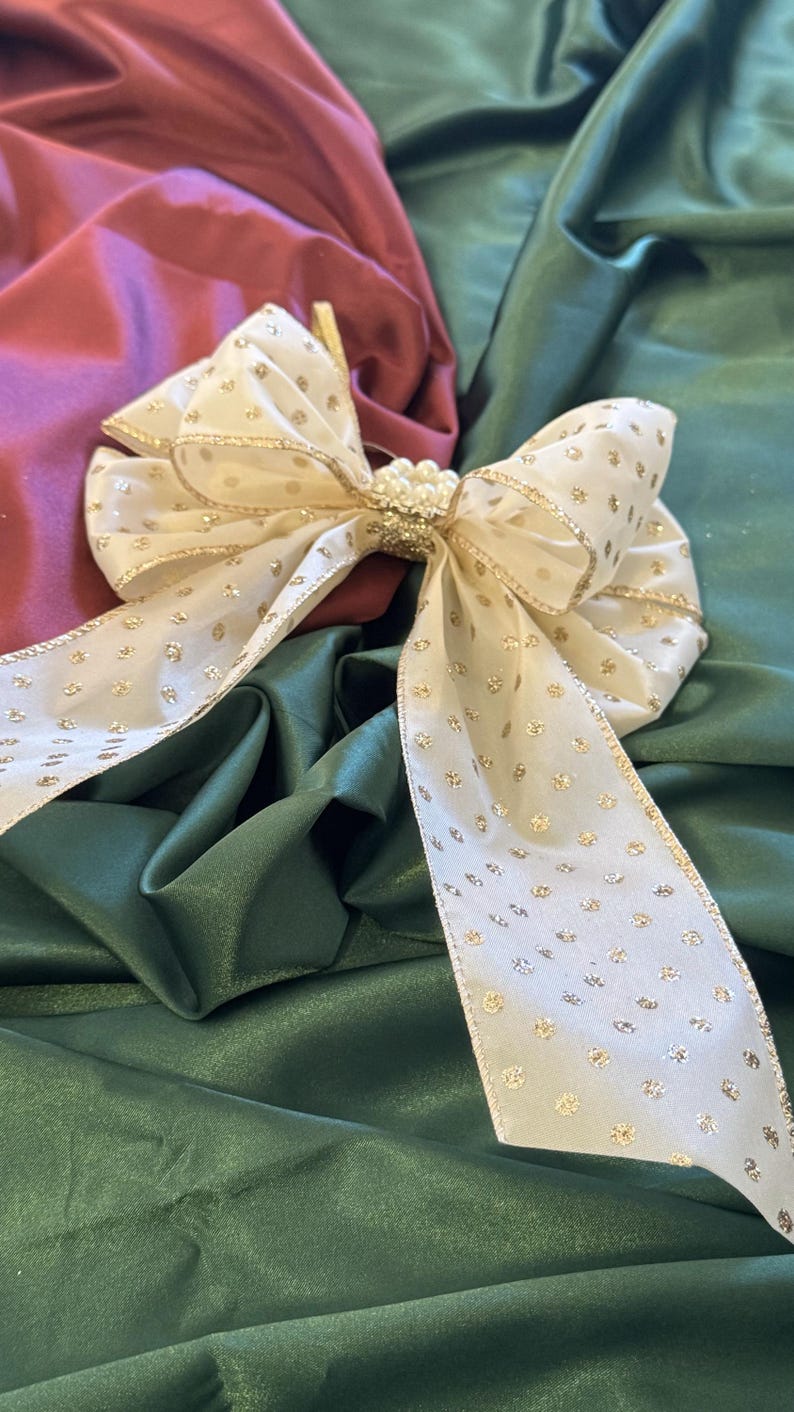 Handmade Glittery Christmas Bow - Elegant Tree Topper, Door Decor, or ...