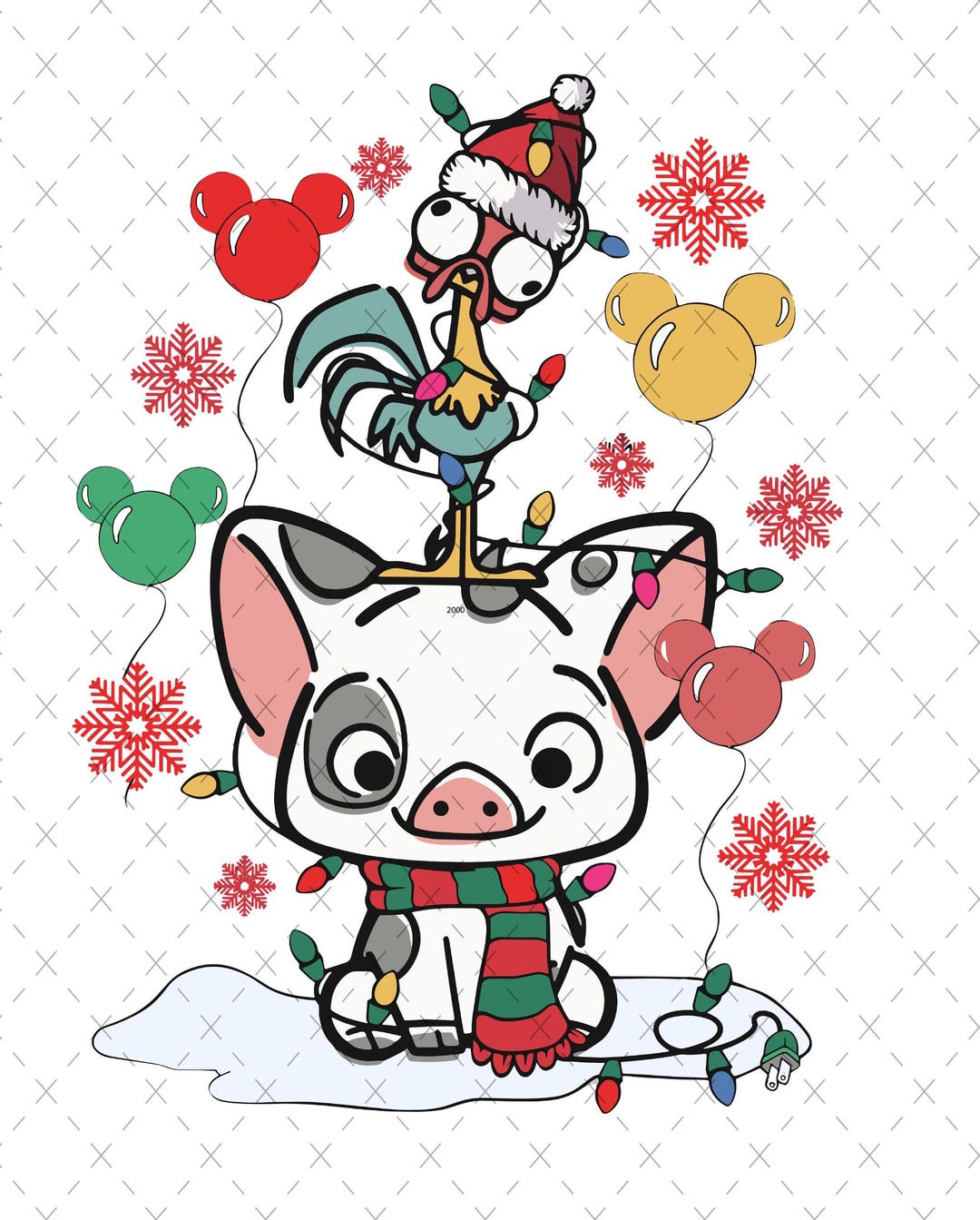 Pua From Moana Hand Drawn Watercolor Clipart Set, Cute Cartoon ...