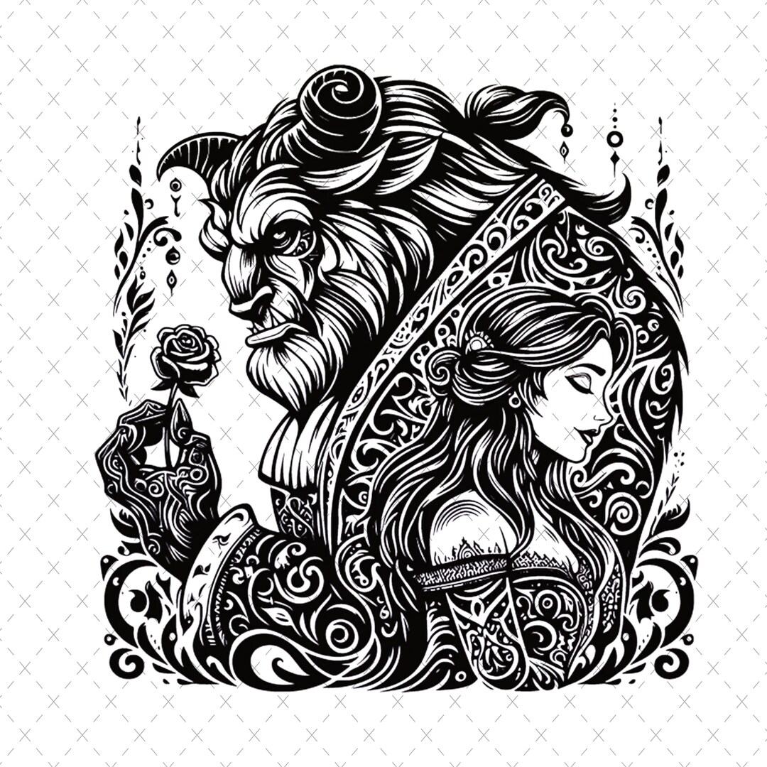 Beauty and the Beast SVG: Enchanted Rose Mandala, Silhouette Cut File ...