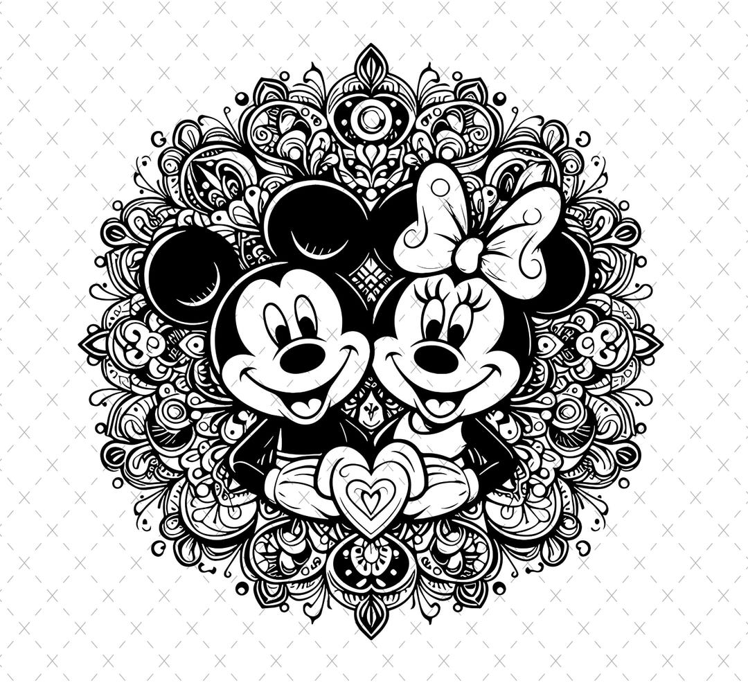 Mickey and Minnie Mandala SVG: Printable Clipart, Sublimation Design - Etsy