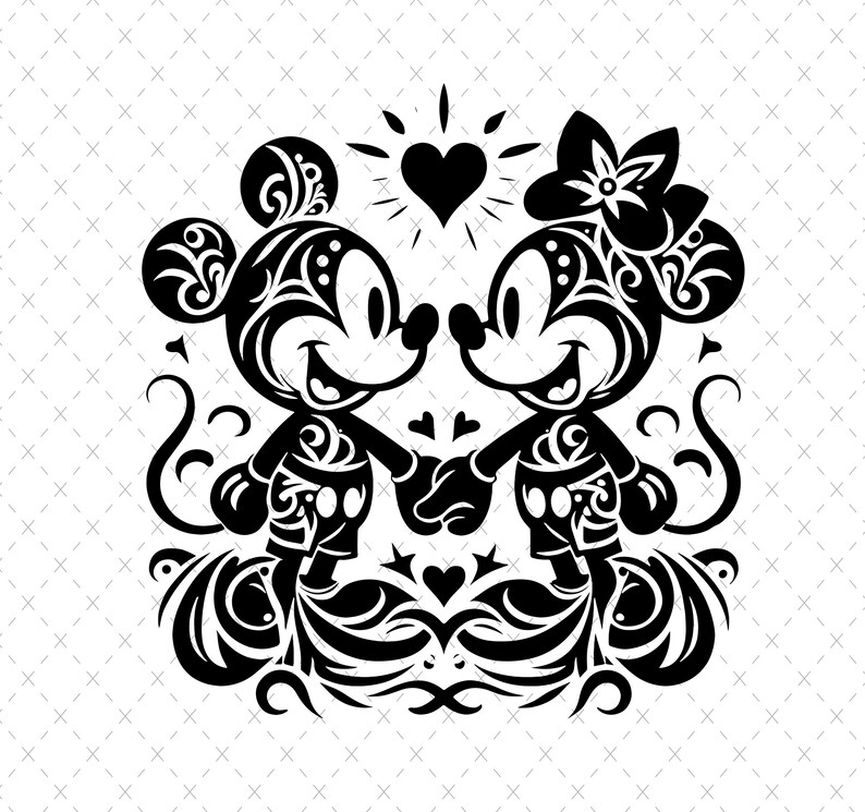 Mickey and Minnie Mandala SVG: Silhouette Cut File, Clipart (digital ...