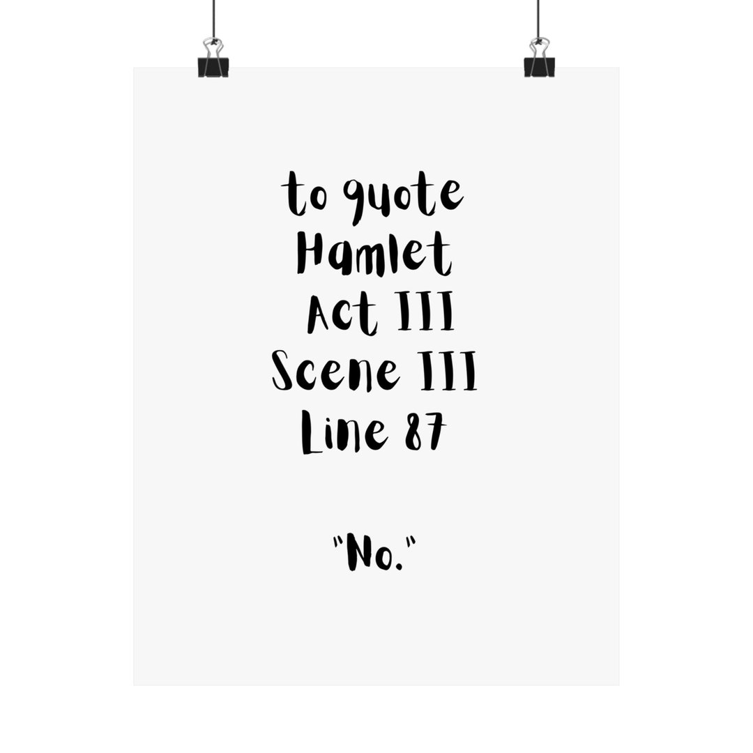 Funny Shakespeare Poster; Hamlet Quote Wall Art; English Classroom ...