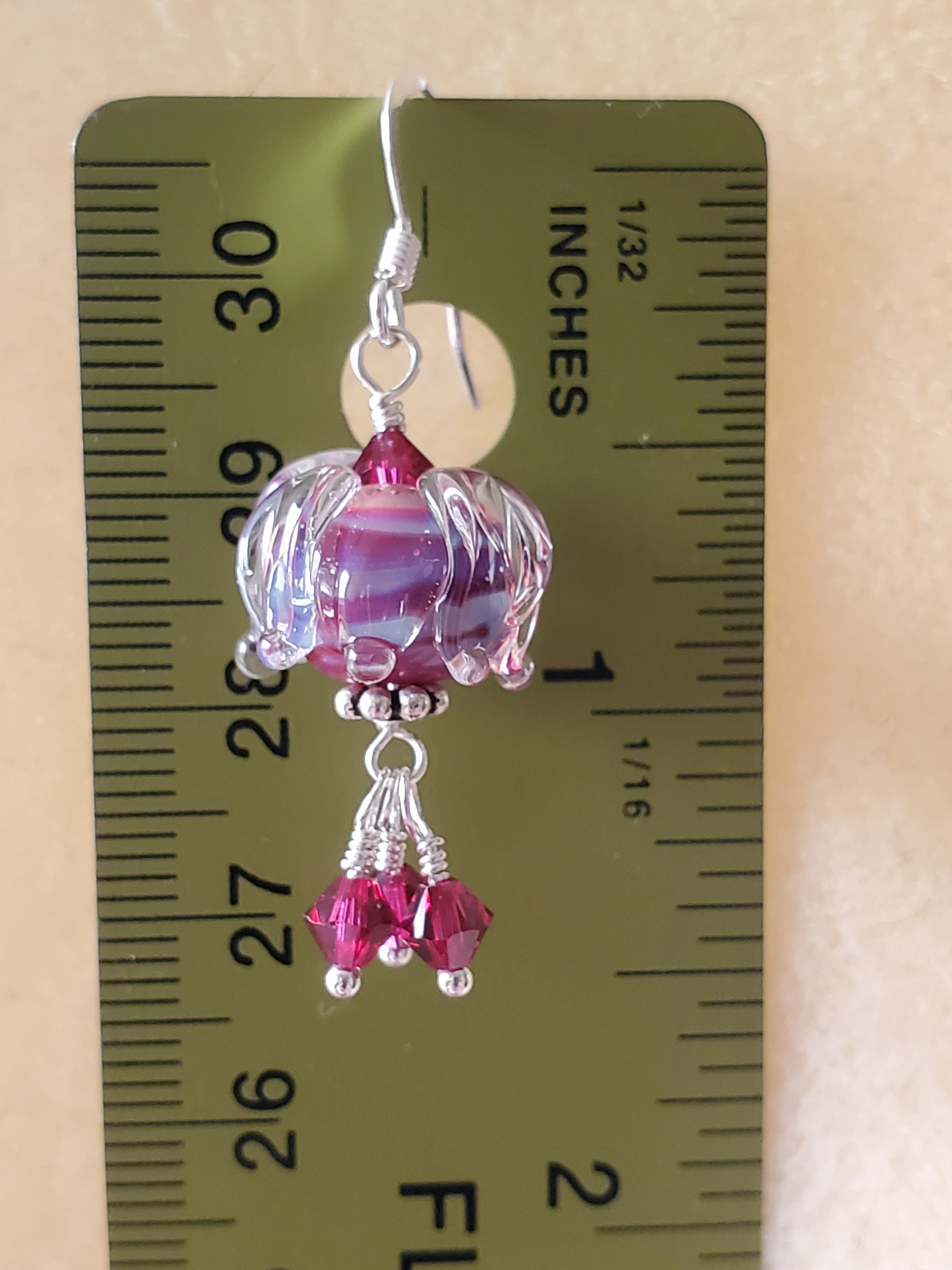 Bellflower-- Ruby Bell Flower Glass Lampwork Earrings - Etsy
