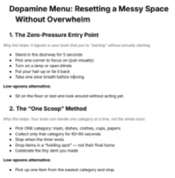 ADHD Dopamine Menu Printable | Messy Room Reset Guide | Neurodivergent ...