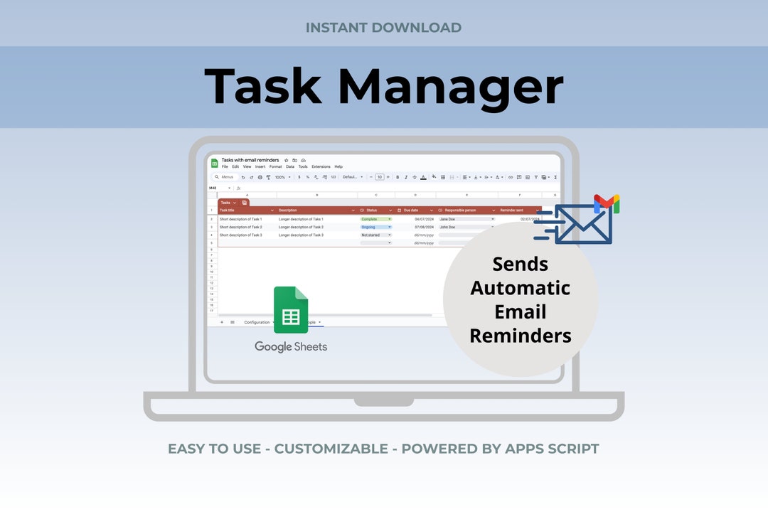 Tasks Management and Tracker Google Sheet Template That Sends Out Email ...