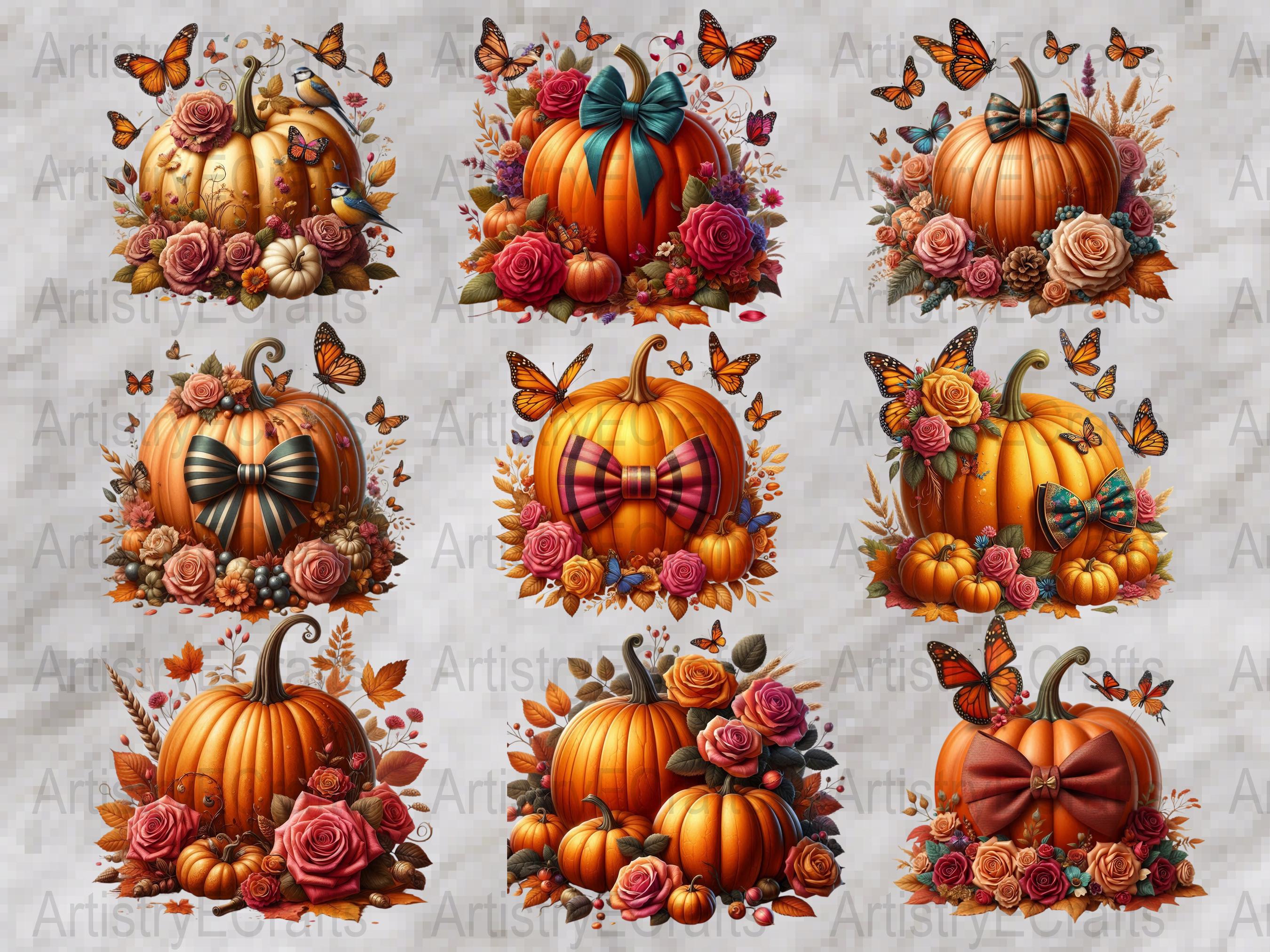 15 Fall Pumpkin Clipart Bundle, Autumn Harvest Digital Download ...