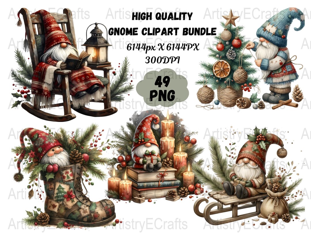49 Gnome Clipart Bundle, High Quality Christmas Gnome Clipart, PNG Pack ...