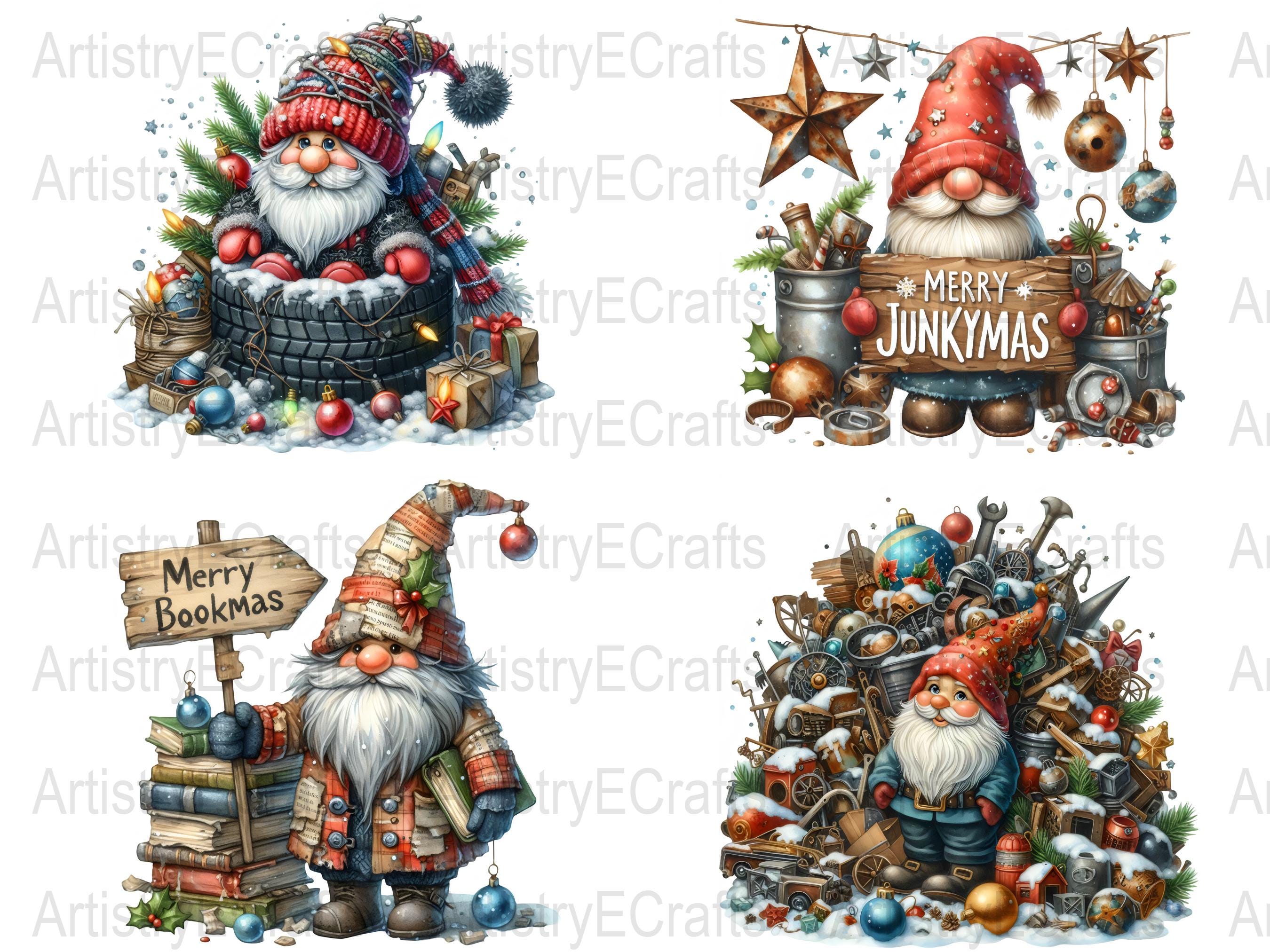 Christmas Gnomes Clipart Bundle, Junk Holiday Gnomes Digital Download ...