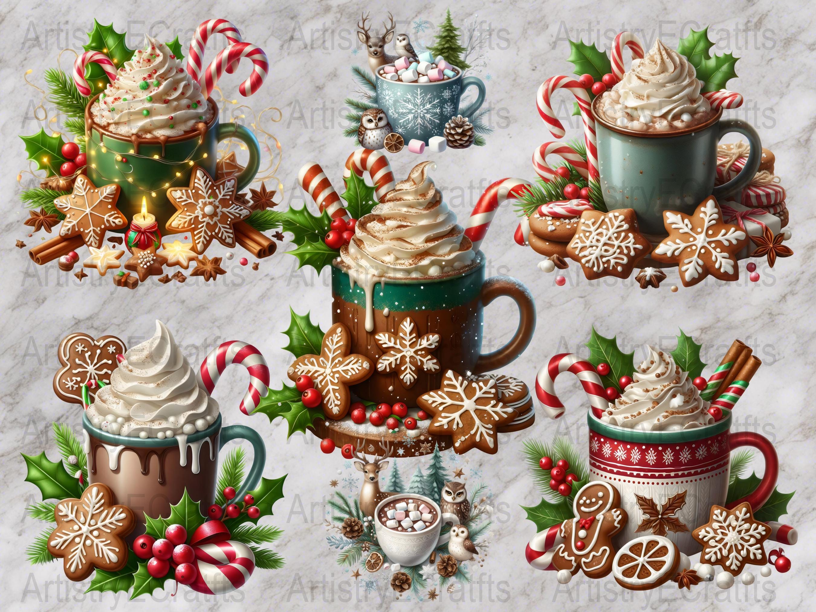 25 Christmas Hot Chocolate Clipart Bundle, Holiday Drinks Printable Art ...