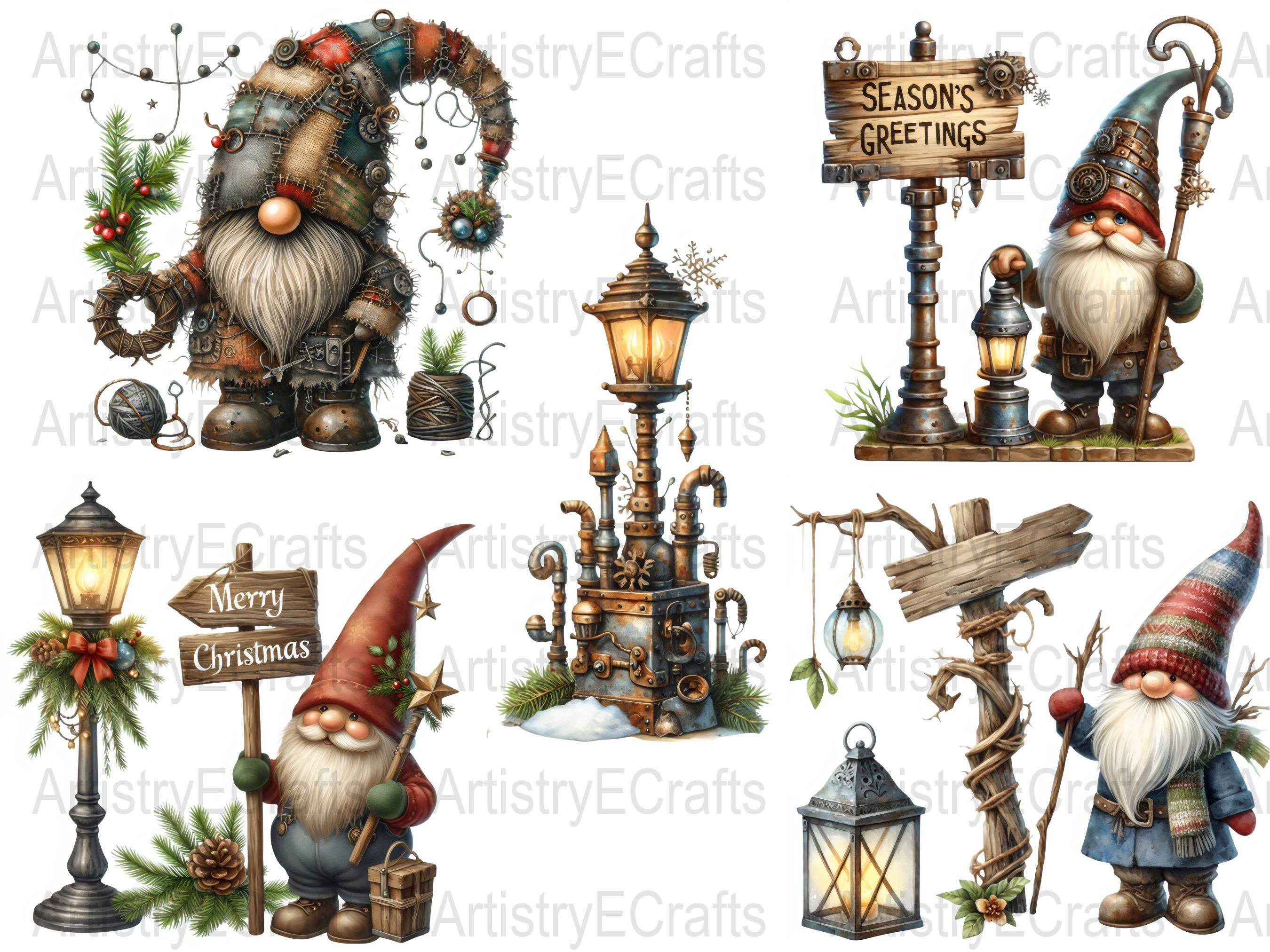 Christmas Gnomes Clipart Bundle, Junk Holiday Gnomes Digital Download ...