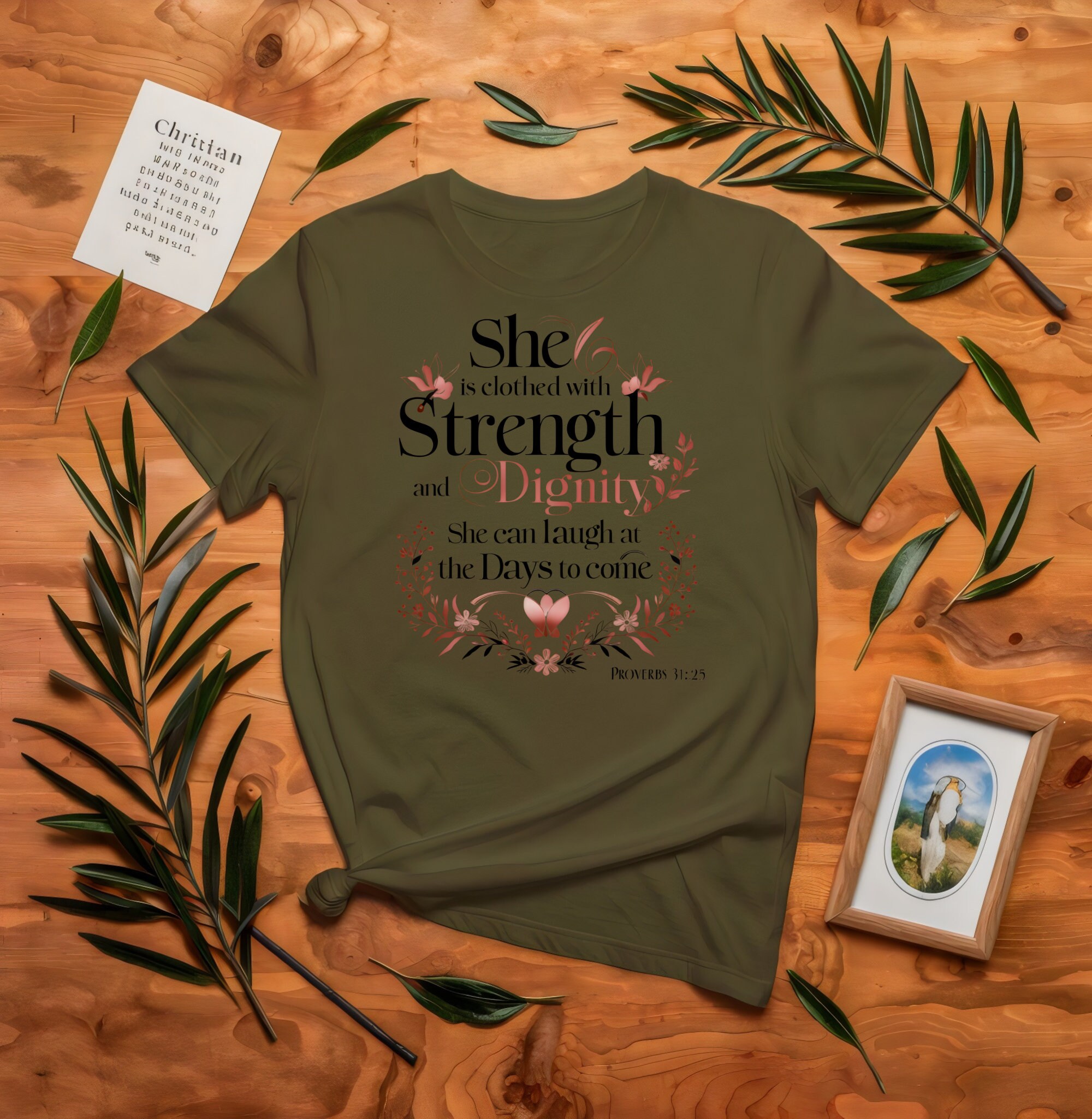 Christain Tees, Bible Verse, Digital Download, She is Clothed With ...