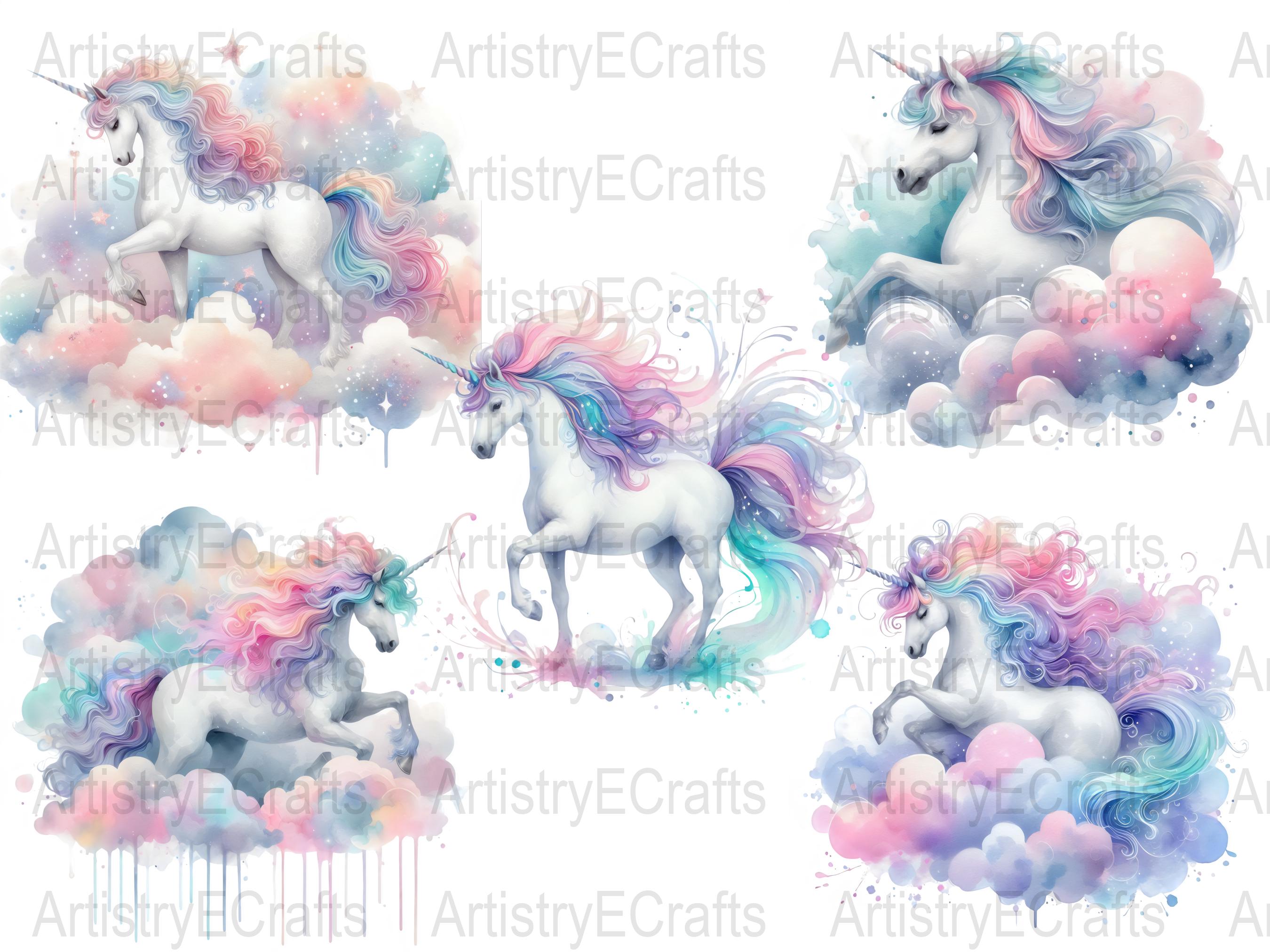 Magical Unicorn Clipart Bundle, Digital Unicorn Overlays, Cute Unicorn ...