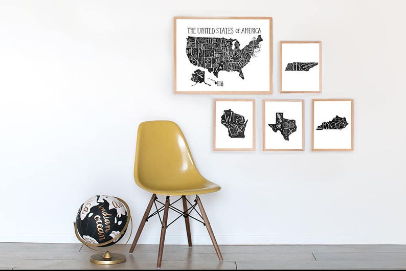 Alaska State Print // 1canoe2 // Modern Art Print | Etsy