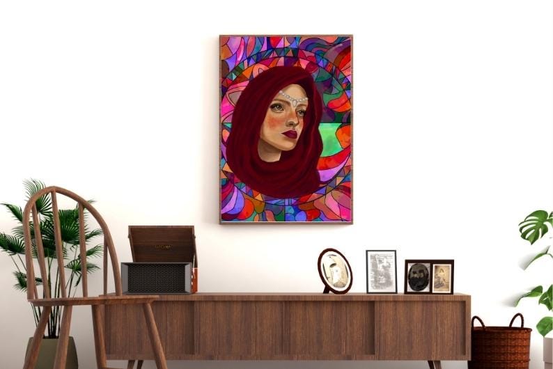 Maria in the Glass, Minimalist Wall Art, Artistic Wall Decor, Modern ...