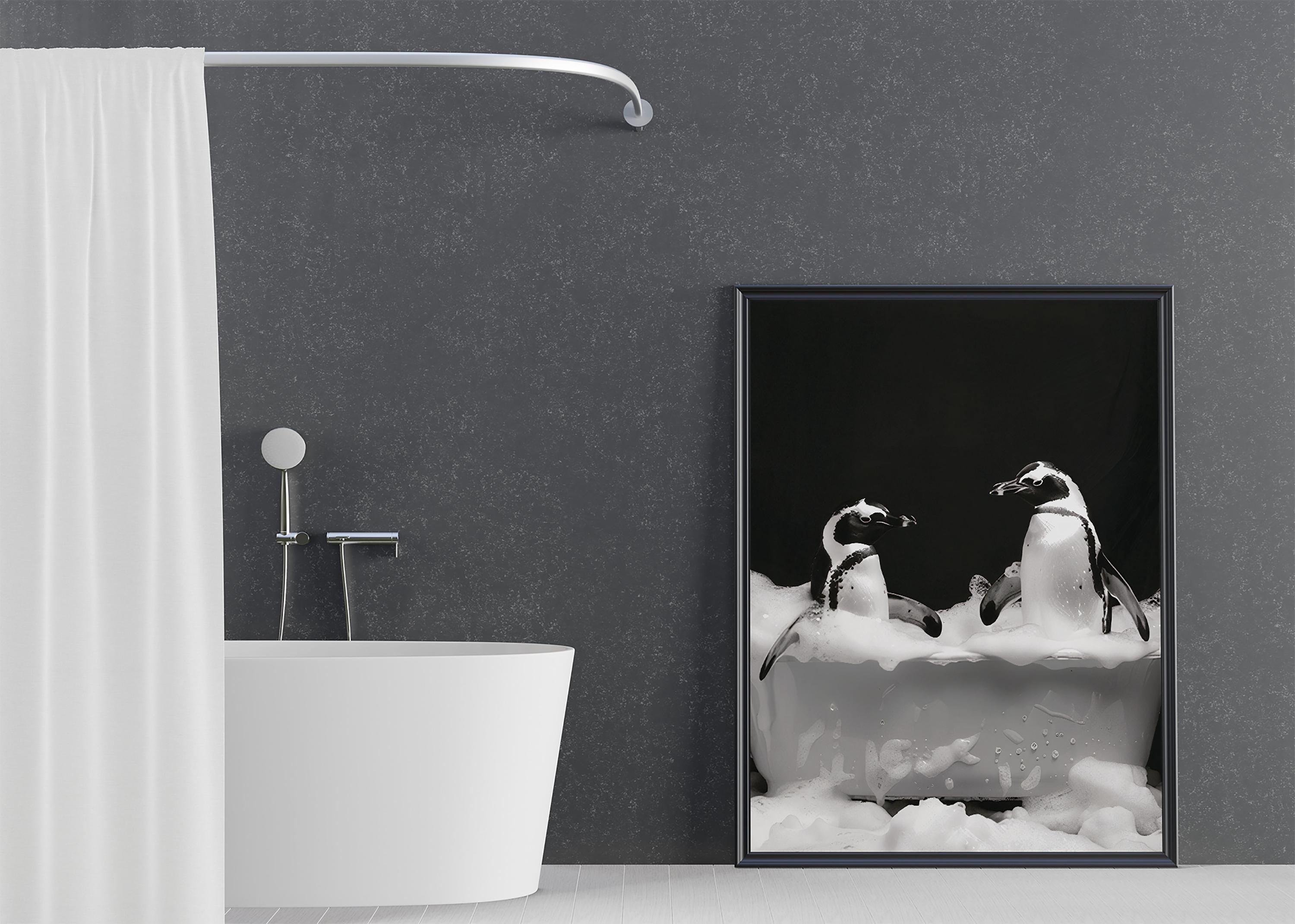 Penguin Portrait, Penguin Home Poster, Penguin Room Decor, Penguin Bath ...