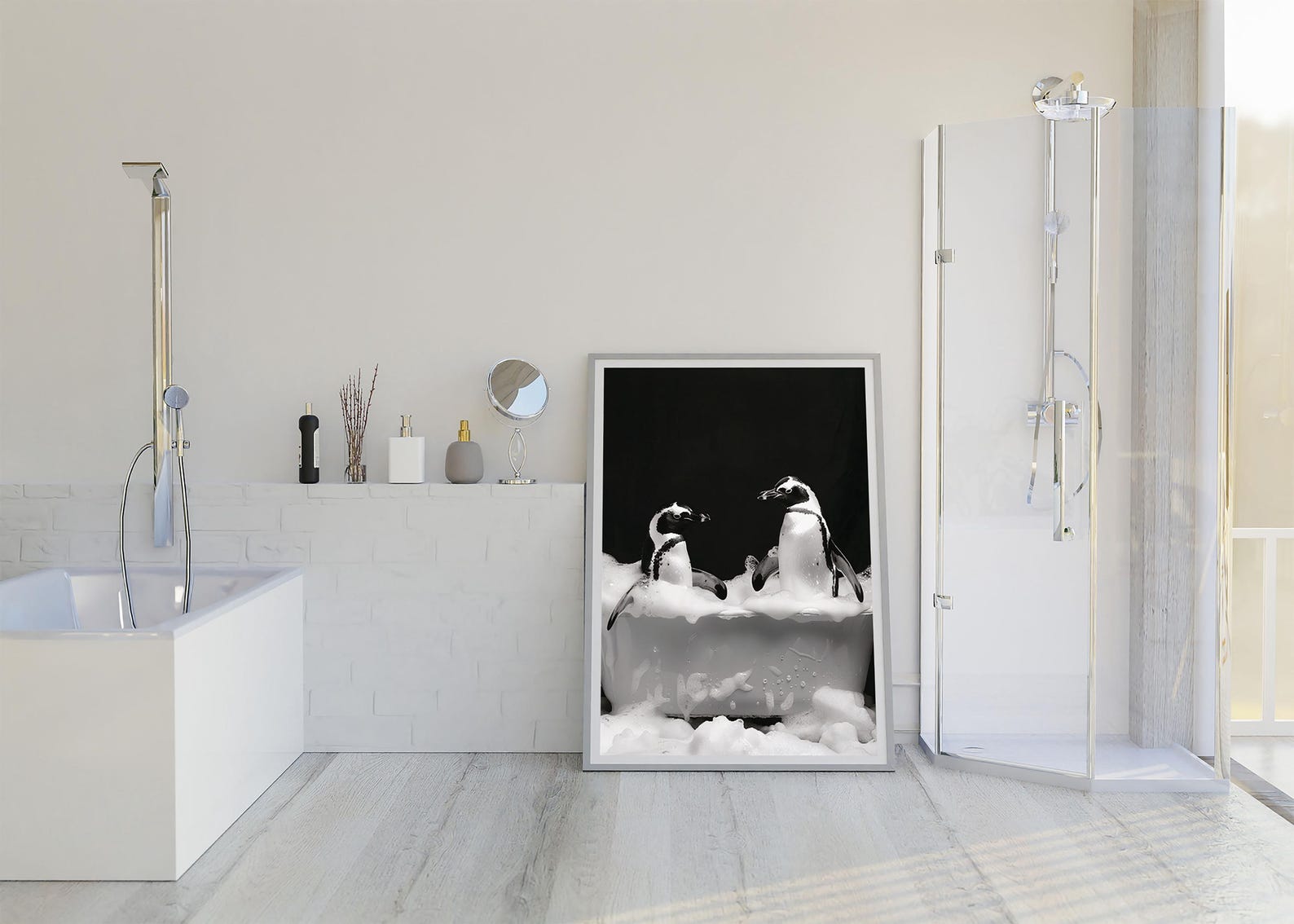 Penguin Portrait, Penguin Home Poster, Penguin Room Decor, Penguin Bath ...