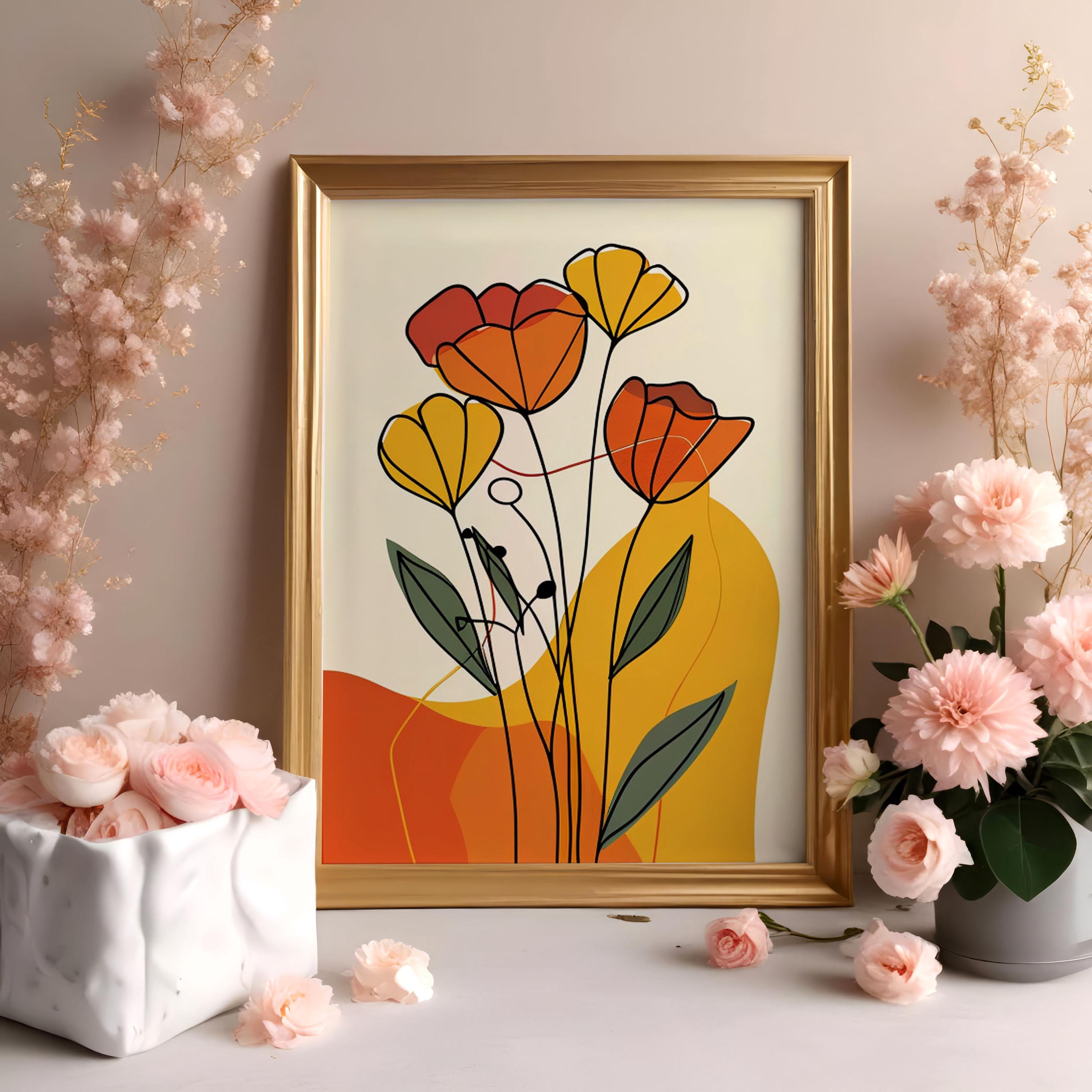 Marigold Bloom Poster, Marigold Bouquet Painting, Marigold Home Decor ...