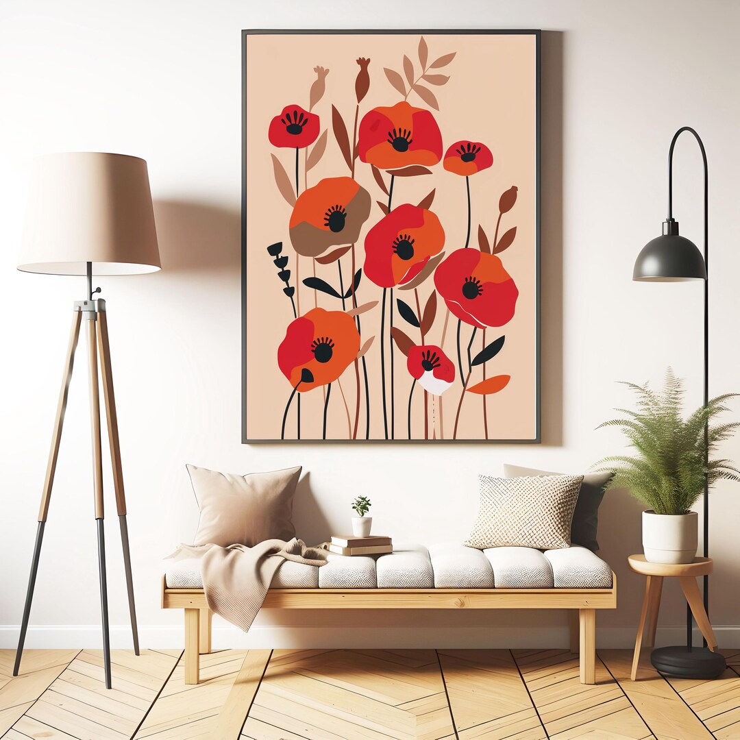 Poppy Blobs Print, Poppy Digital Portrait, Poppy Wall Decor, Poppy Home ...