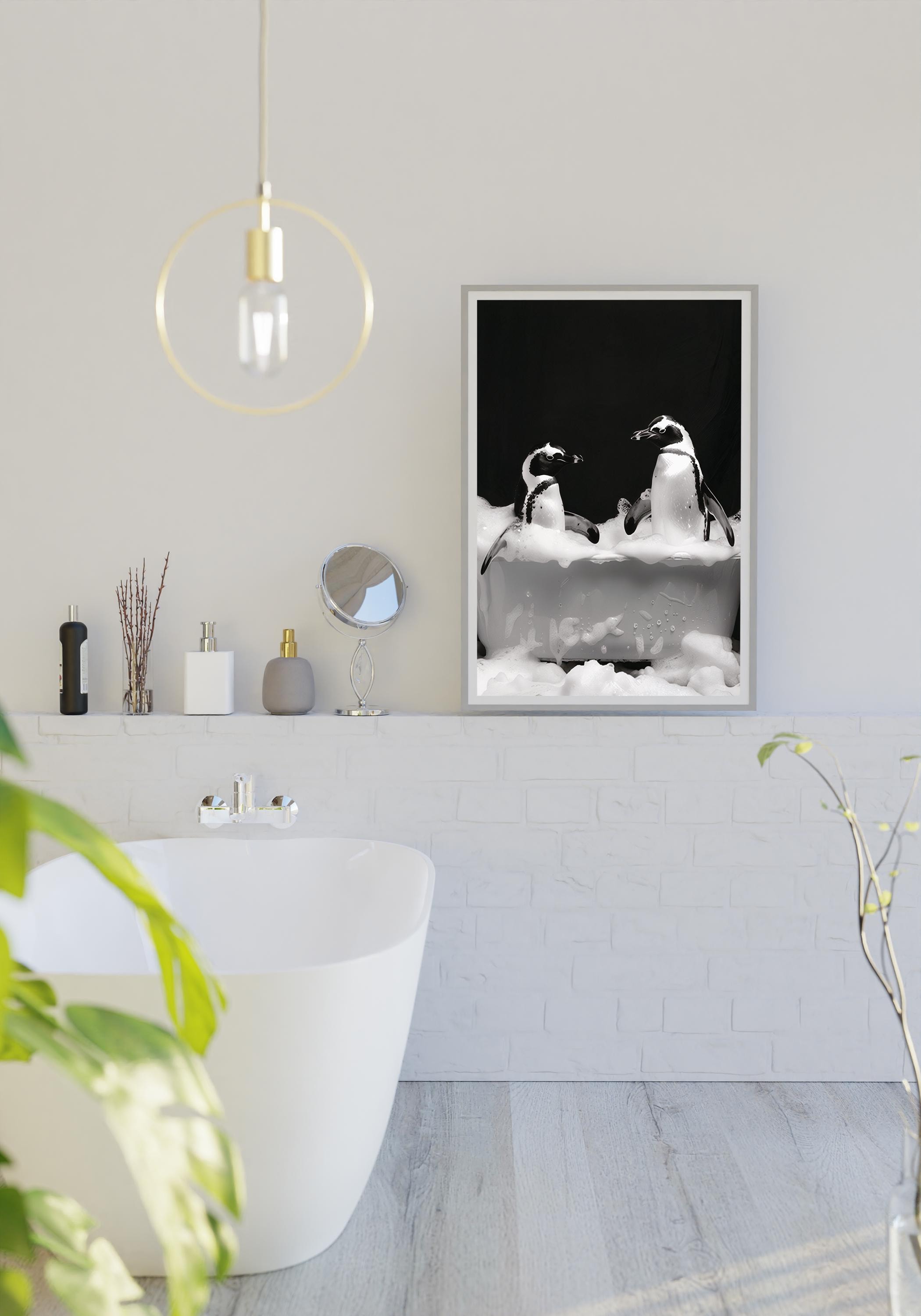 Penguin Portrait, Penguin Home Poster, Penguin Room Decor, Penguin Bath ...