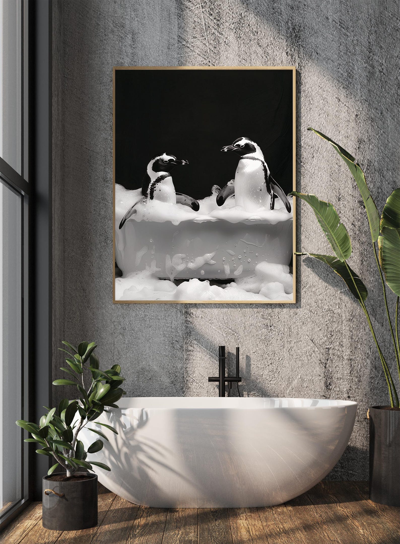 Penguin Portrait, Penguin Home Poster, Penguin Room Decor, Penguin Bath ...