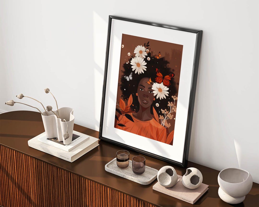 Black Girl Aesthetic Print, Black Women Wall Poster, Afro American ...
