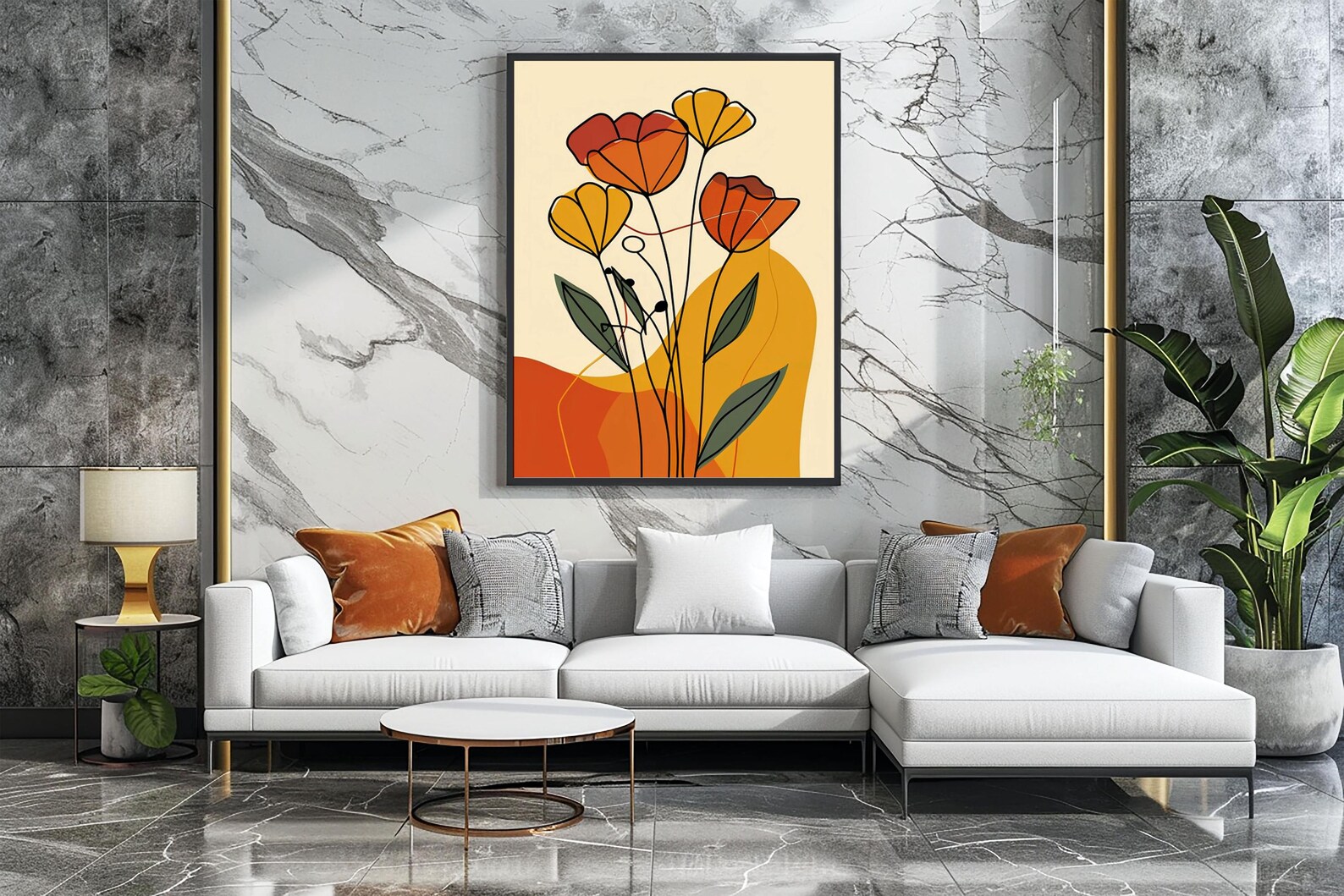 Marigold Bloom Poster, Marigold Bouquet Painting, Marigold Home Decor ...