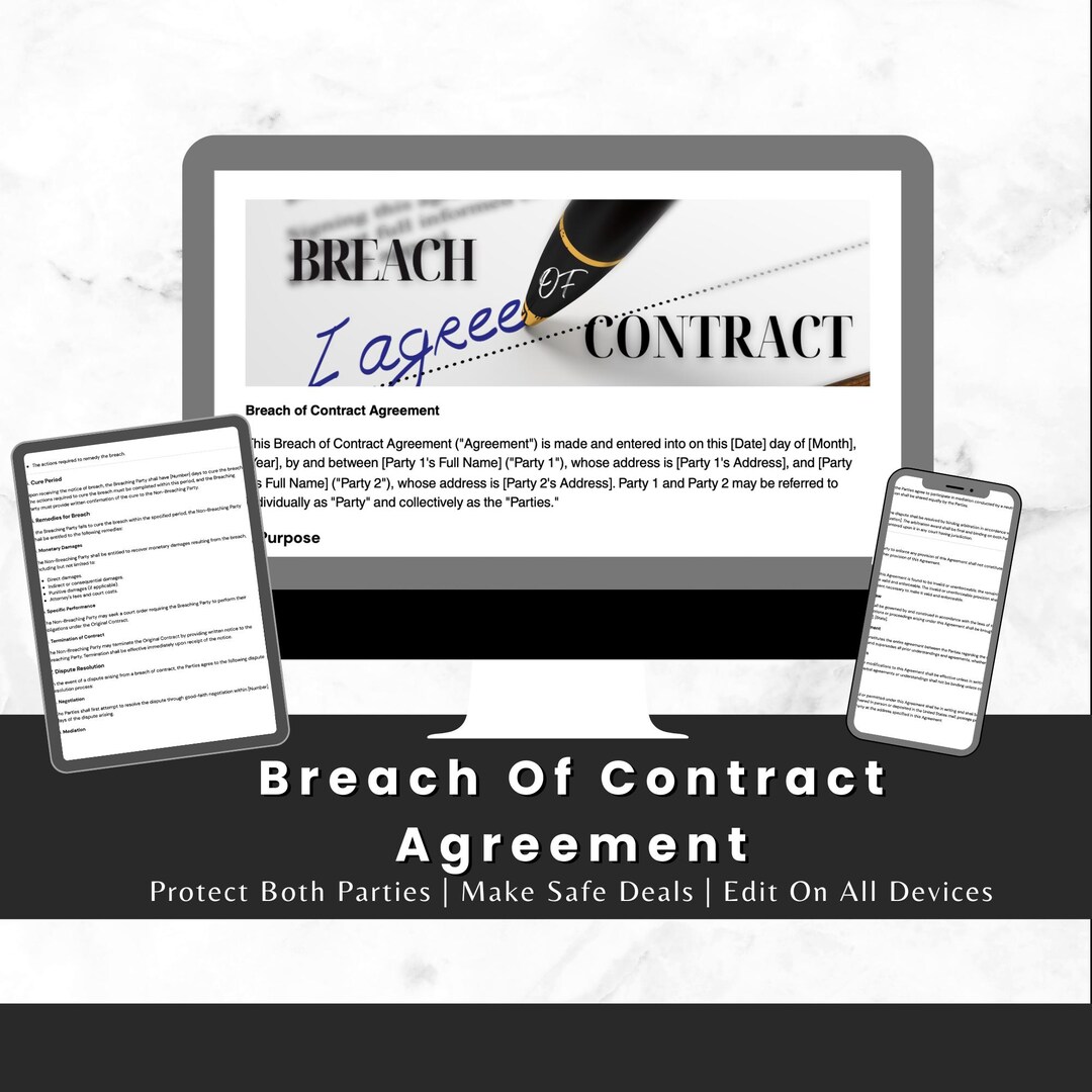 Breach of Contract Template I Breach of Contract Letter I Editable PDF ...