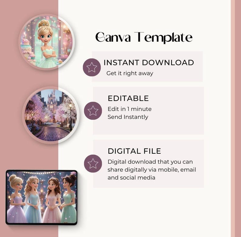 Princess Birthday Invitation, Animated Royal Celebration Evite, Canva ...