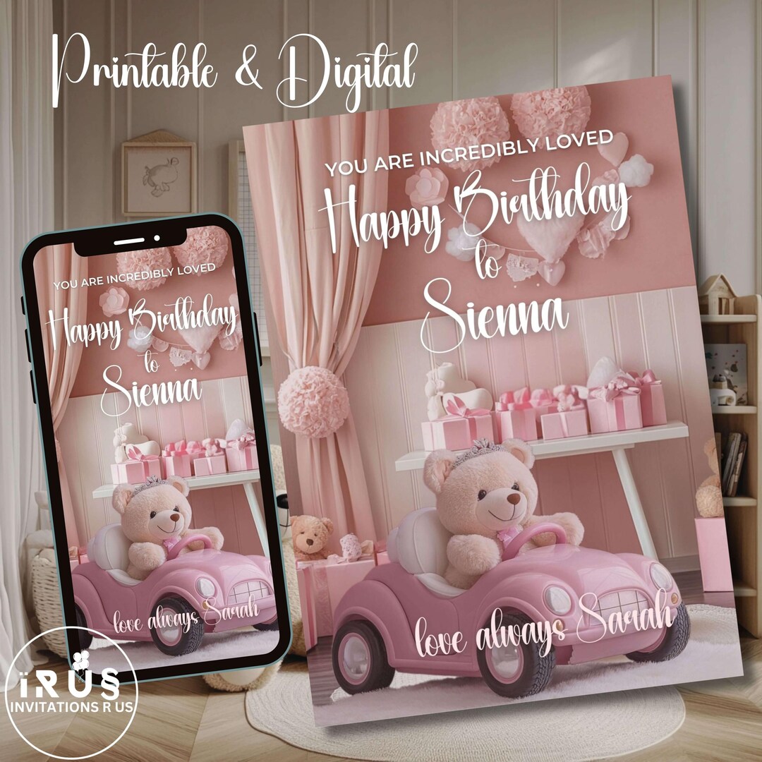 Editable Happy Birthday Card for a Girl Customisable Kids Birthday in ...