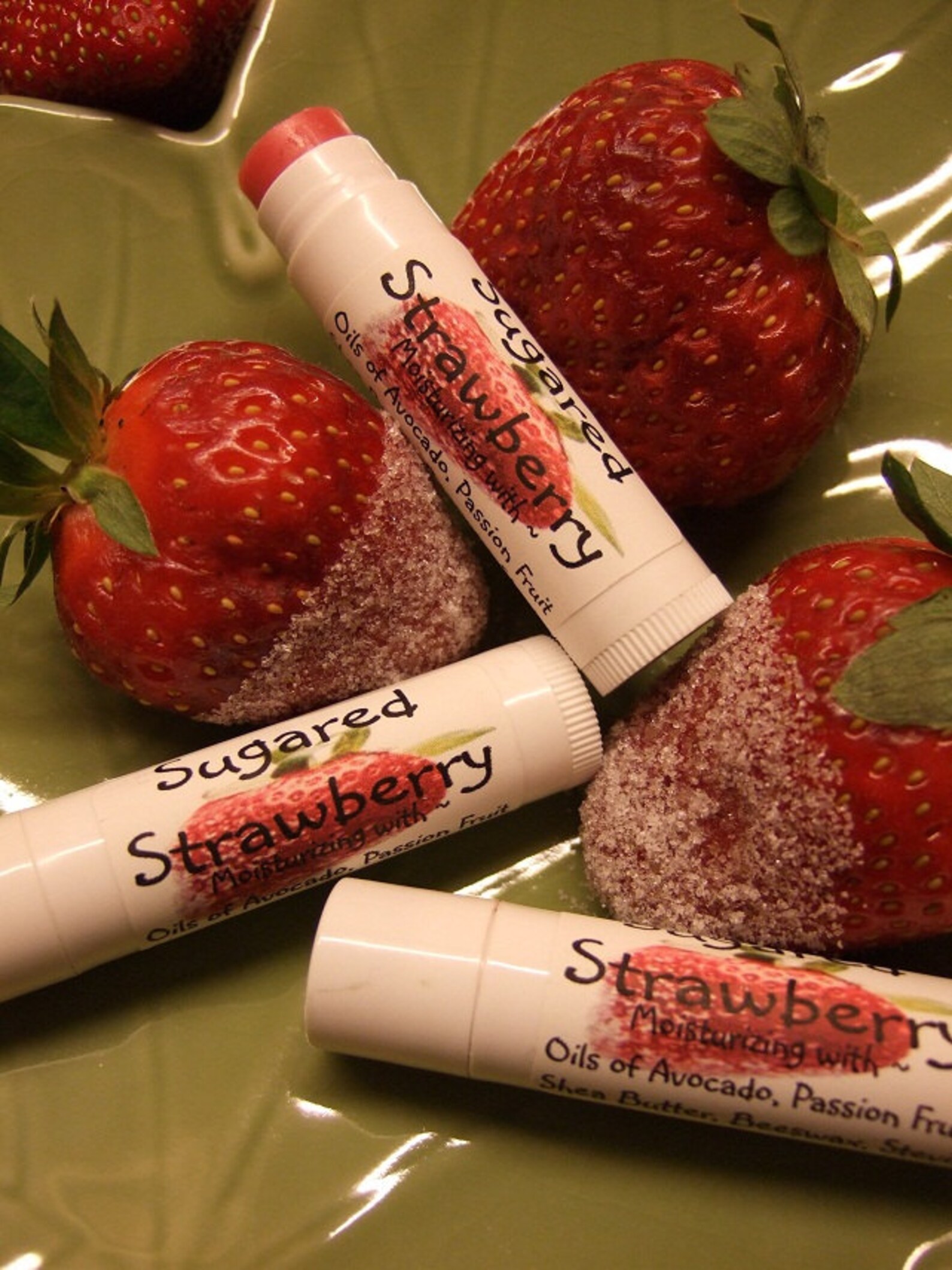 SUGARED STRAWBERRY Lip Balm Pink Gloss - Etsy