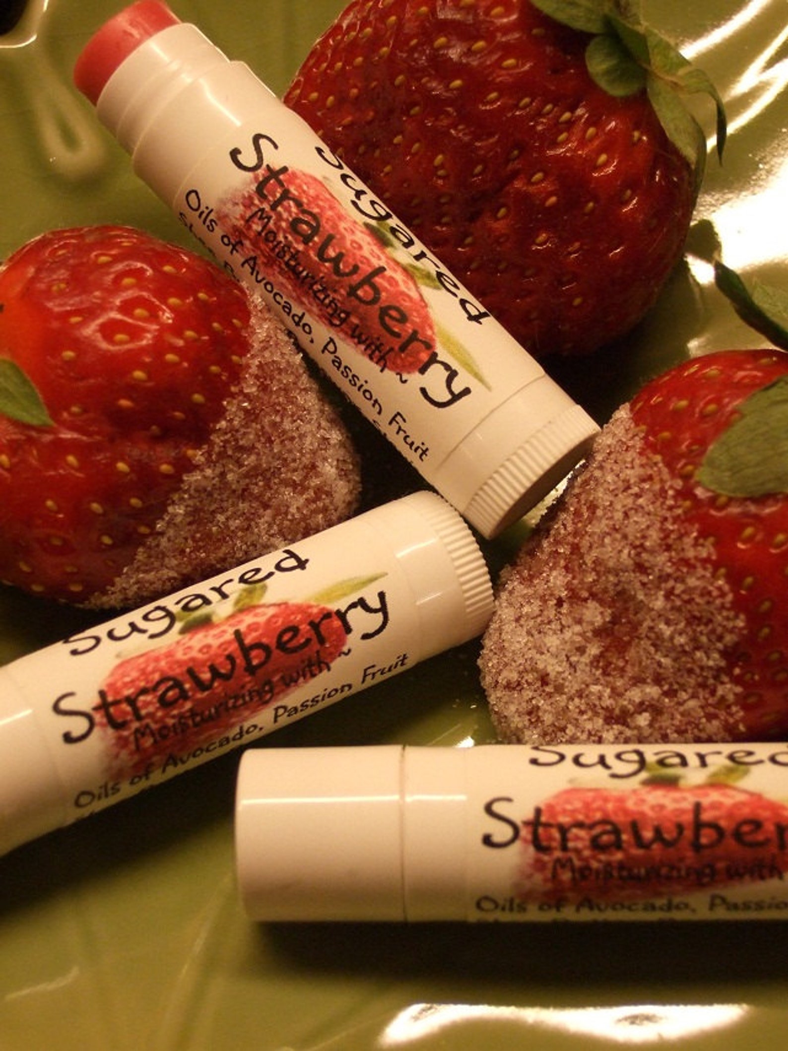 SUGARED STRAWBERRY Lip Balm Pink Gloss - Etsy