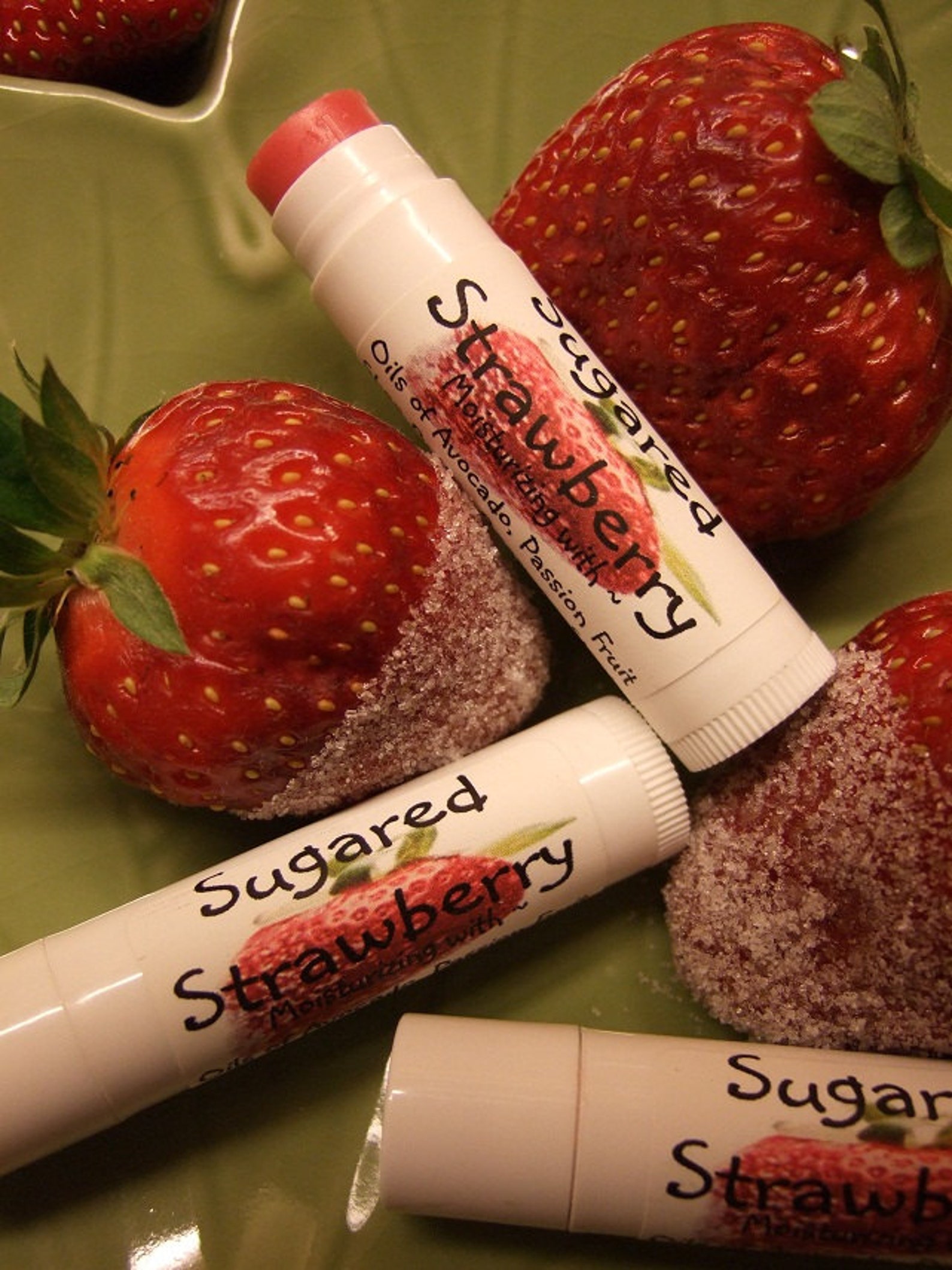 SUGARED STRAWBERRY Lip Balm Pink Gloss - Etsy