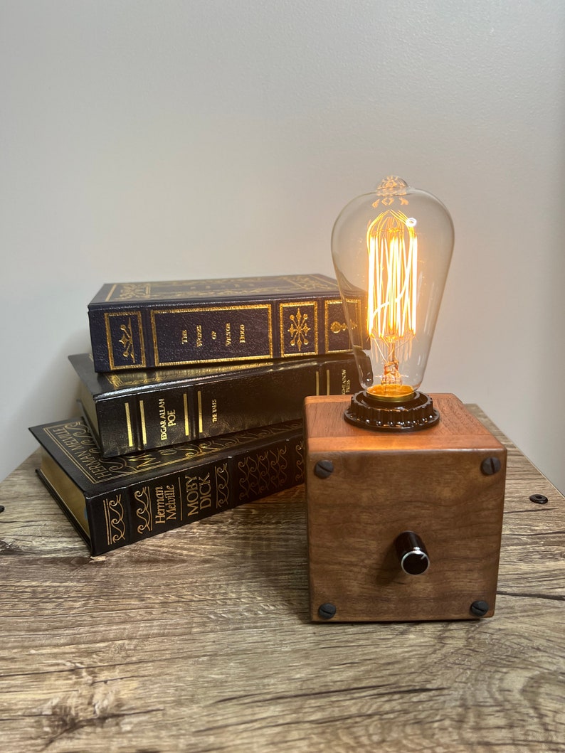 Edison Lightbulb Steampunk Industrial Style Dimmable Real Walnut Box ...