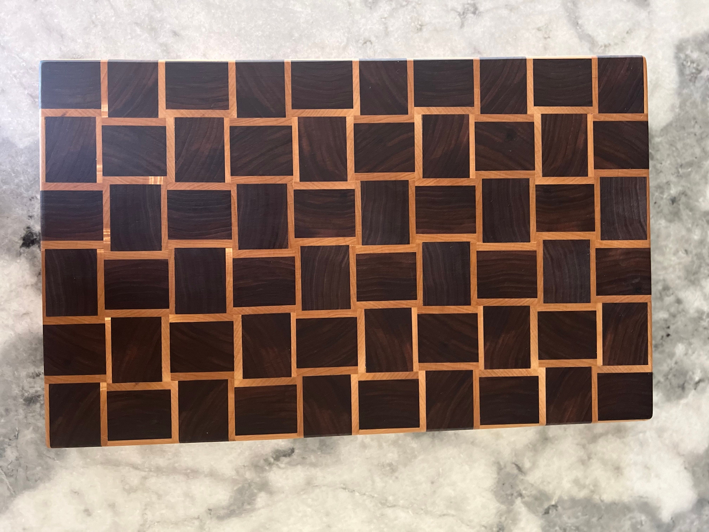 End Grain, Walnut and Maple Basket Weave Cutting Board - Etsy