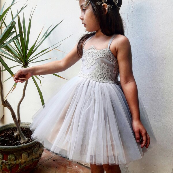 Grey Flower Girl - Etsy