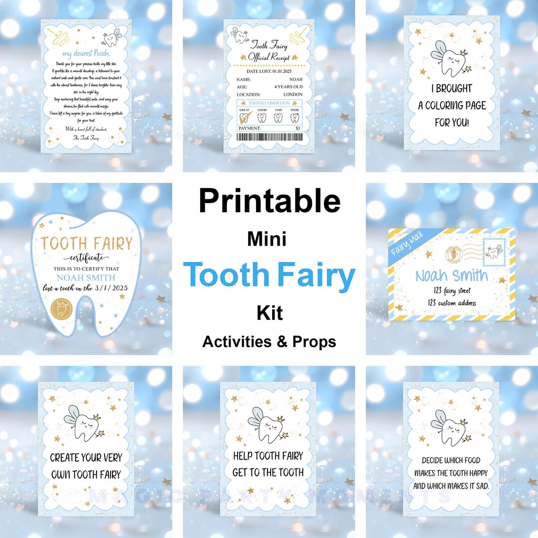 Editable Mini Tooth Fairy Kit Tooth Fairy Certificate Tooth Fairy Games ...
