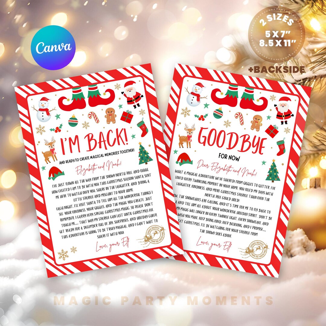 Editable Elf Arrival Letter and Elf Goodbye Letter Bundle Elf Return ...