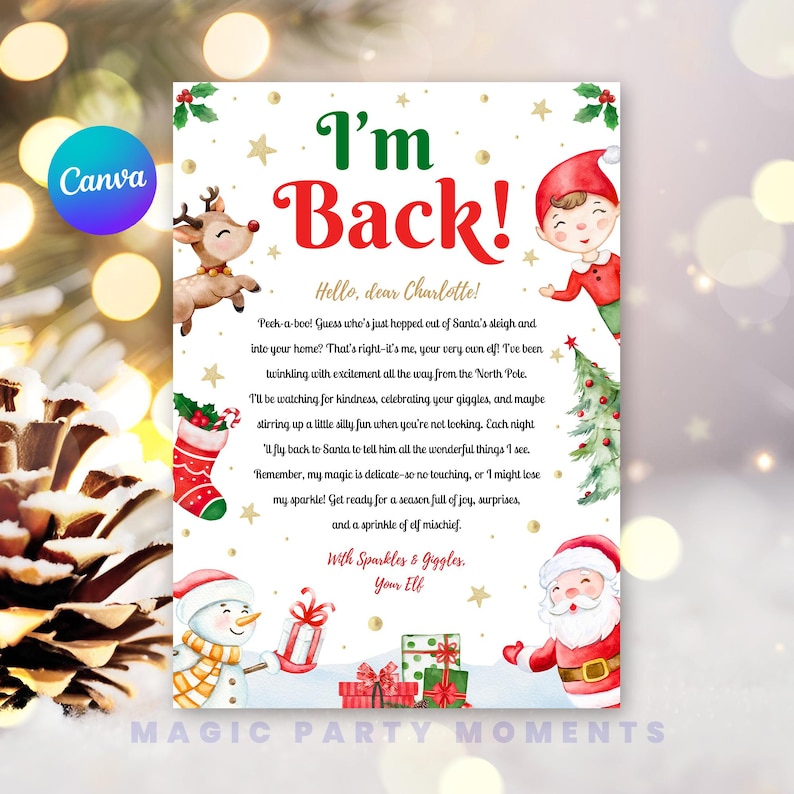 Editable Elf Arrival Letter Return Letter Christmas Elf I'm Back Elf ...