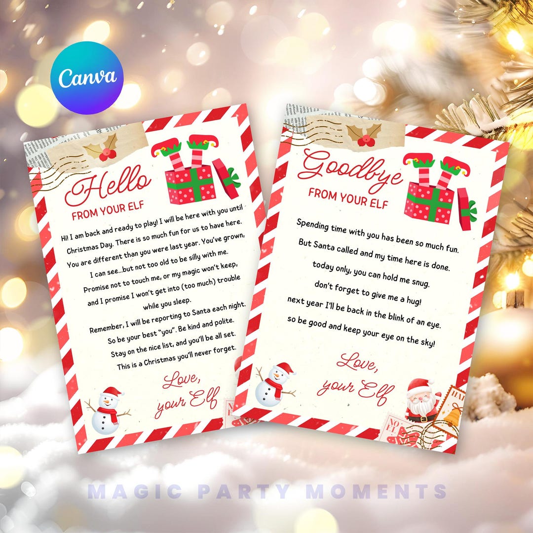 Bearbeitbarer Elf ankommen & Auf Wiedersehen Brief, erster Elf Brief ...