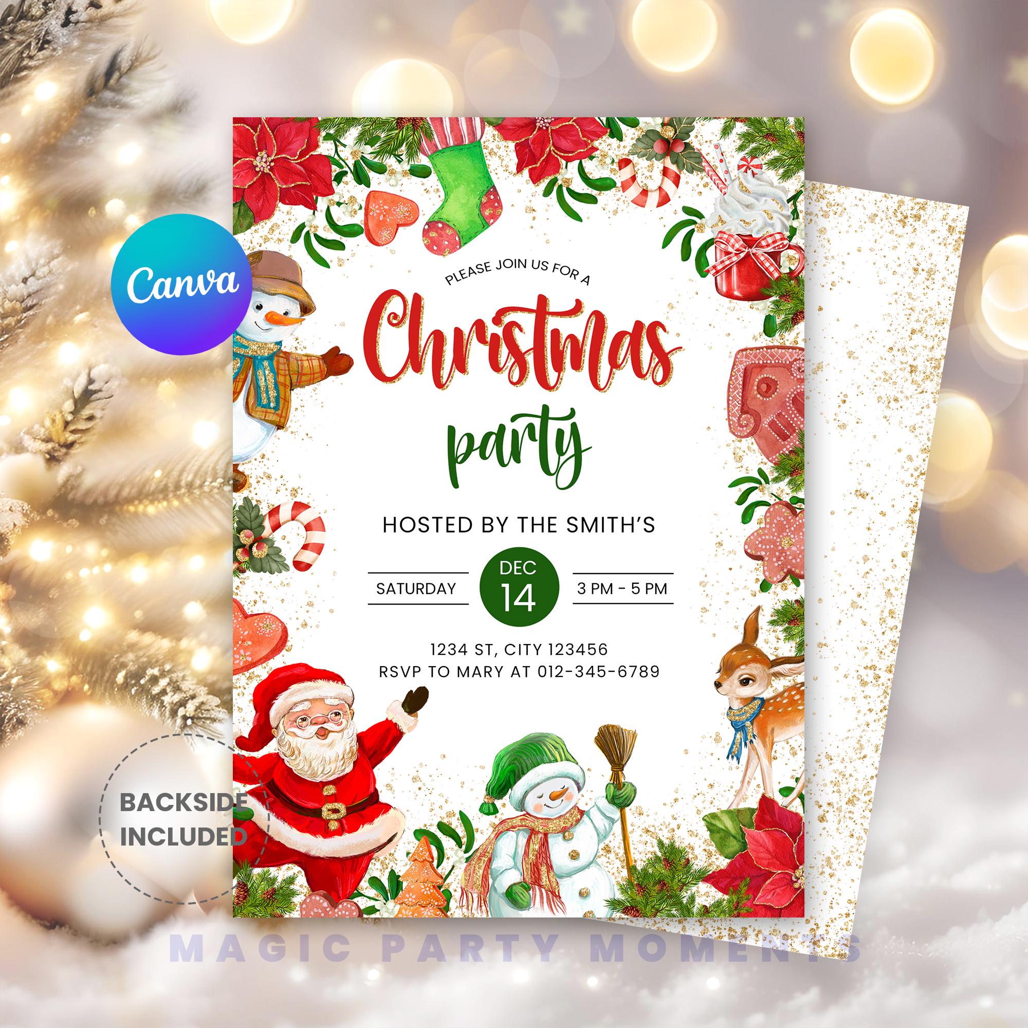 Editable Christmas Party Invitation Template | Holiday Celebration ...