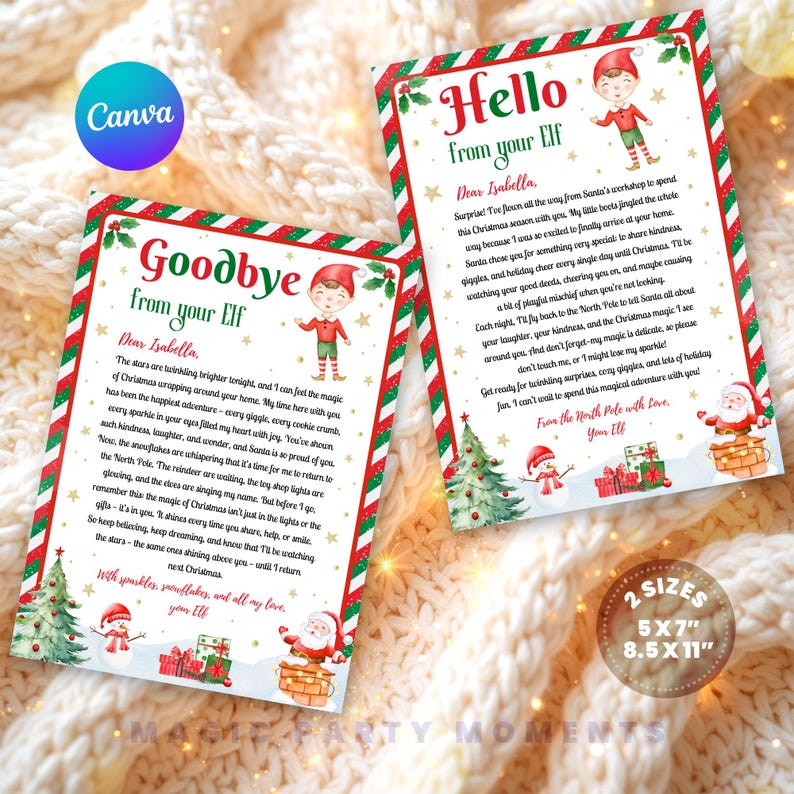 Editable Elf Arrival & Goodbye Letter, First Time Elf Letter, Elf Hello ...