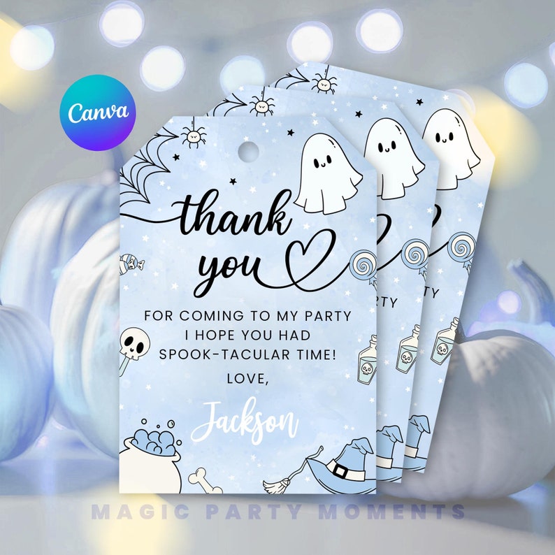 Editable Birthday Thank You Tag Halloween Birthday Party Favor Tags ...