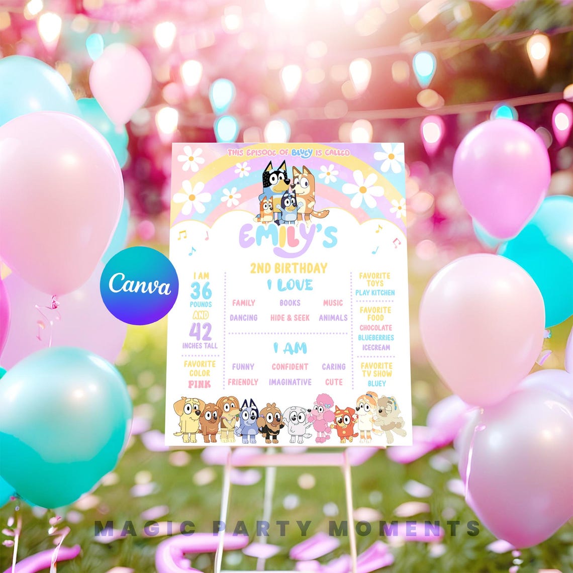 Editable Bluey Milestone Poster, Milestone Banner, Birthday Welcome ...