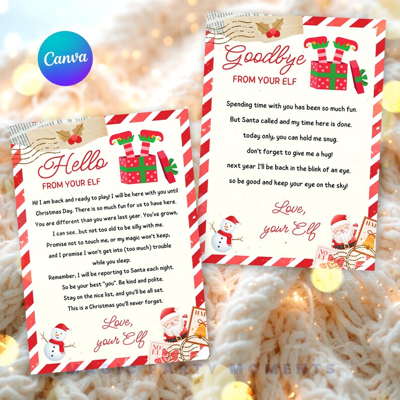 Bearbeitbarer Elf ankommen & Auf Wiedersehen Brief, erster Elf Brief ...