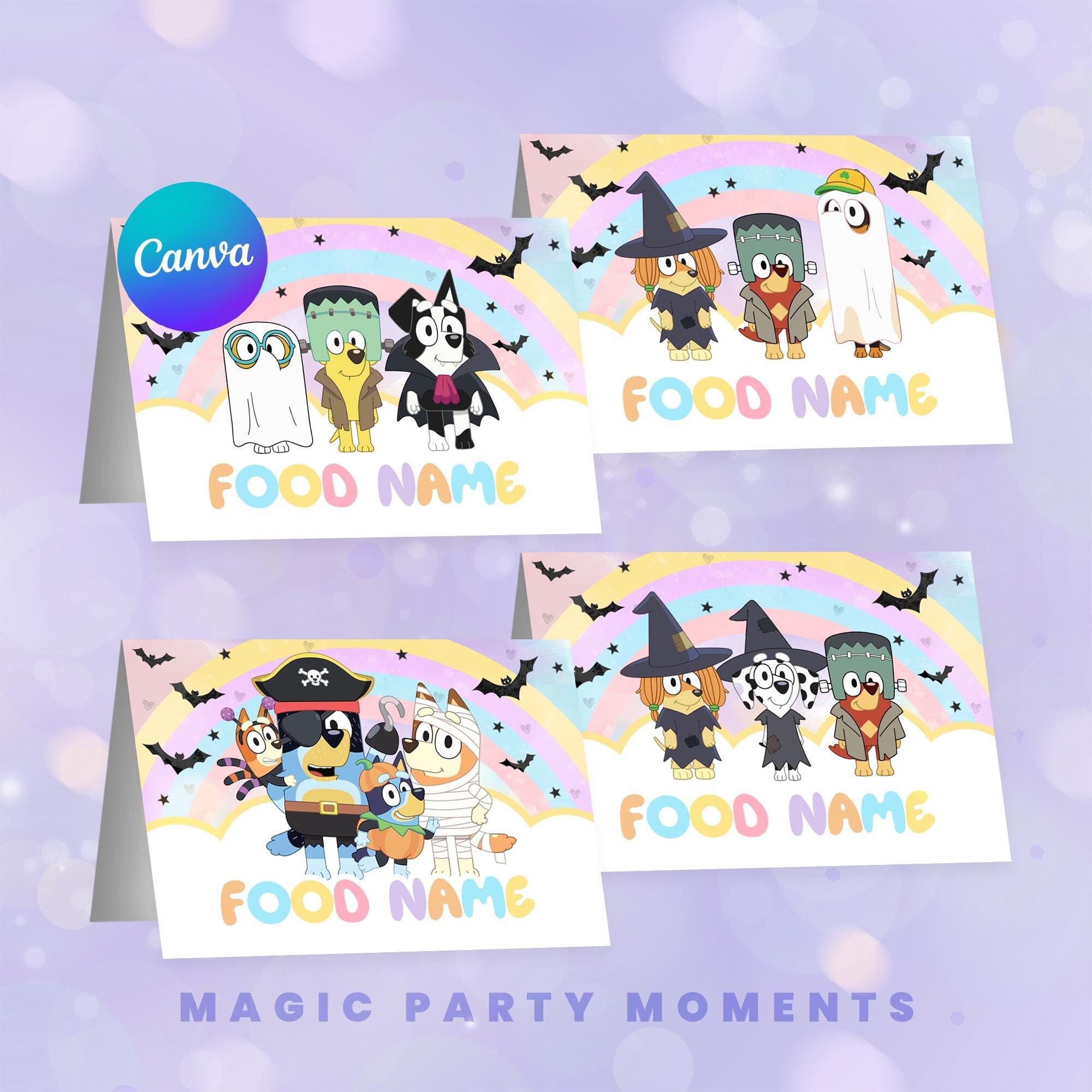 Editable Bluey Food Labels, Bluey Halloween Party Spooky Place Card ...