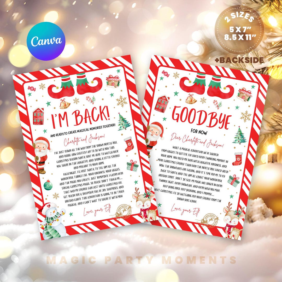 Editable Elf Arrival Letter and Elf Goodbye Letter Bundle Elf Return ...