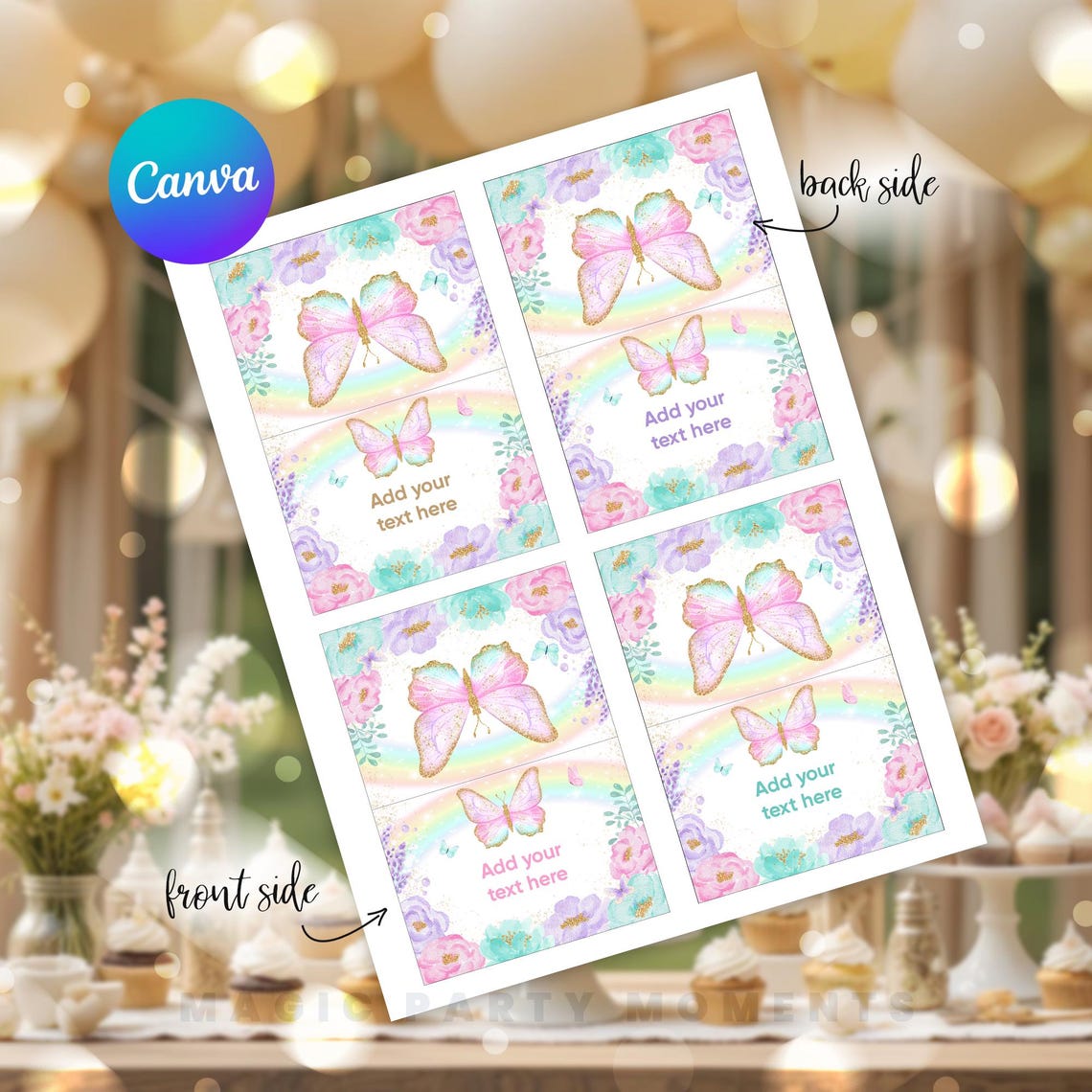 Butterfly Food Labels: Editable Floral Tent Cards (digital Download ...