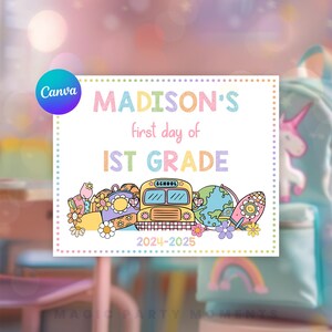 Editable First Day of 1rt Grade Sign | Printable First Day of 1rt Grade ...