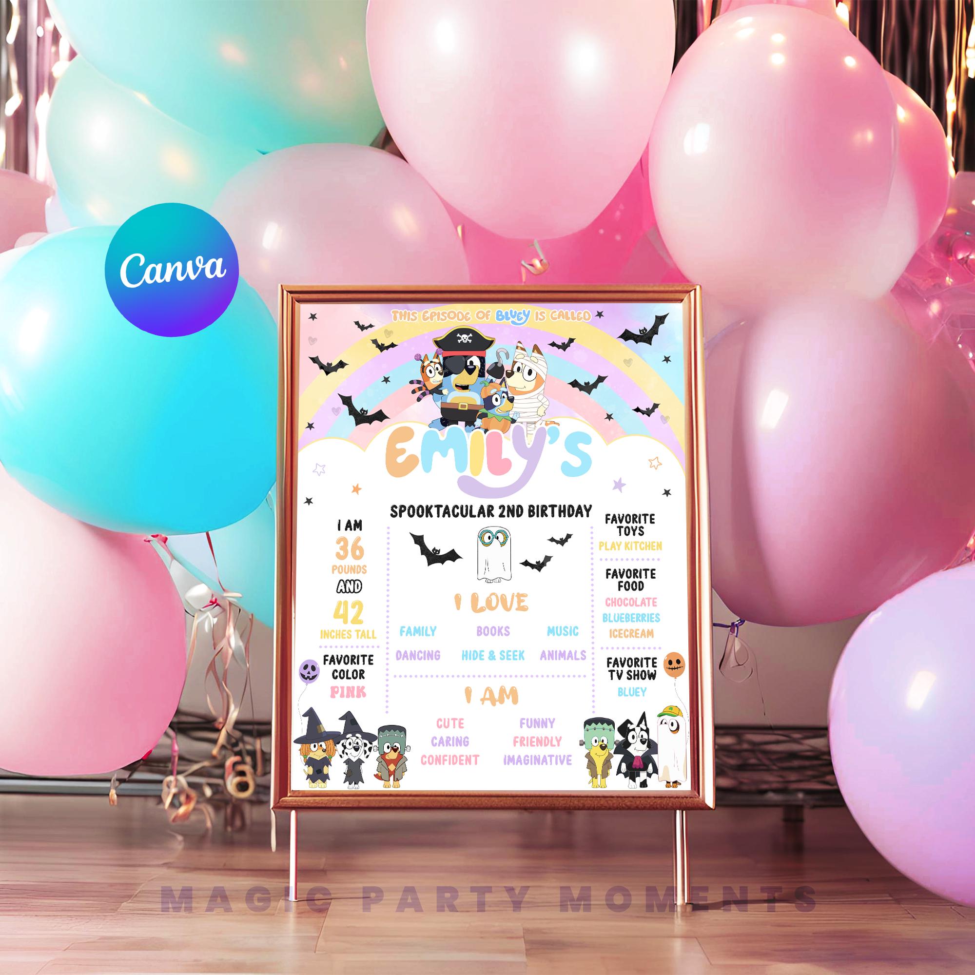 Editable Bluey Milestone Poster, Halloween Milestone Banner, Birthday ...