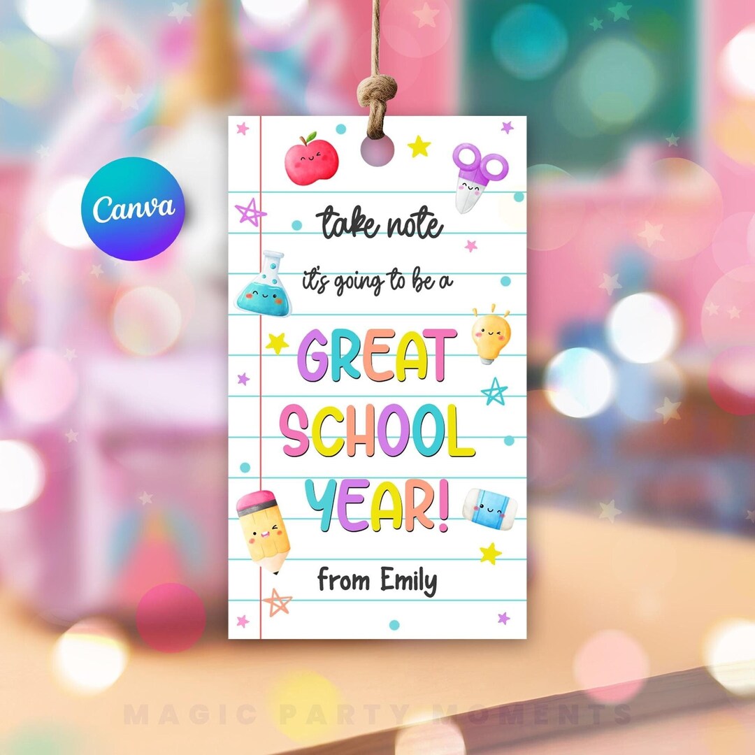 Welcome Back to School Favor Tags | Take Note Its Going to Be Great ...